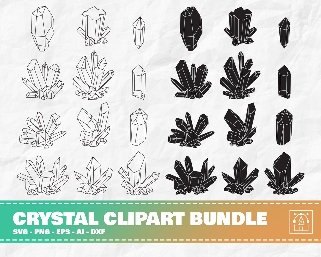 Crystal Clipart Bundle, Crystal SVG Bundle, Crystal Silhouette, Crystal ...