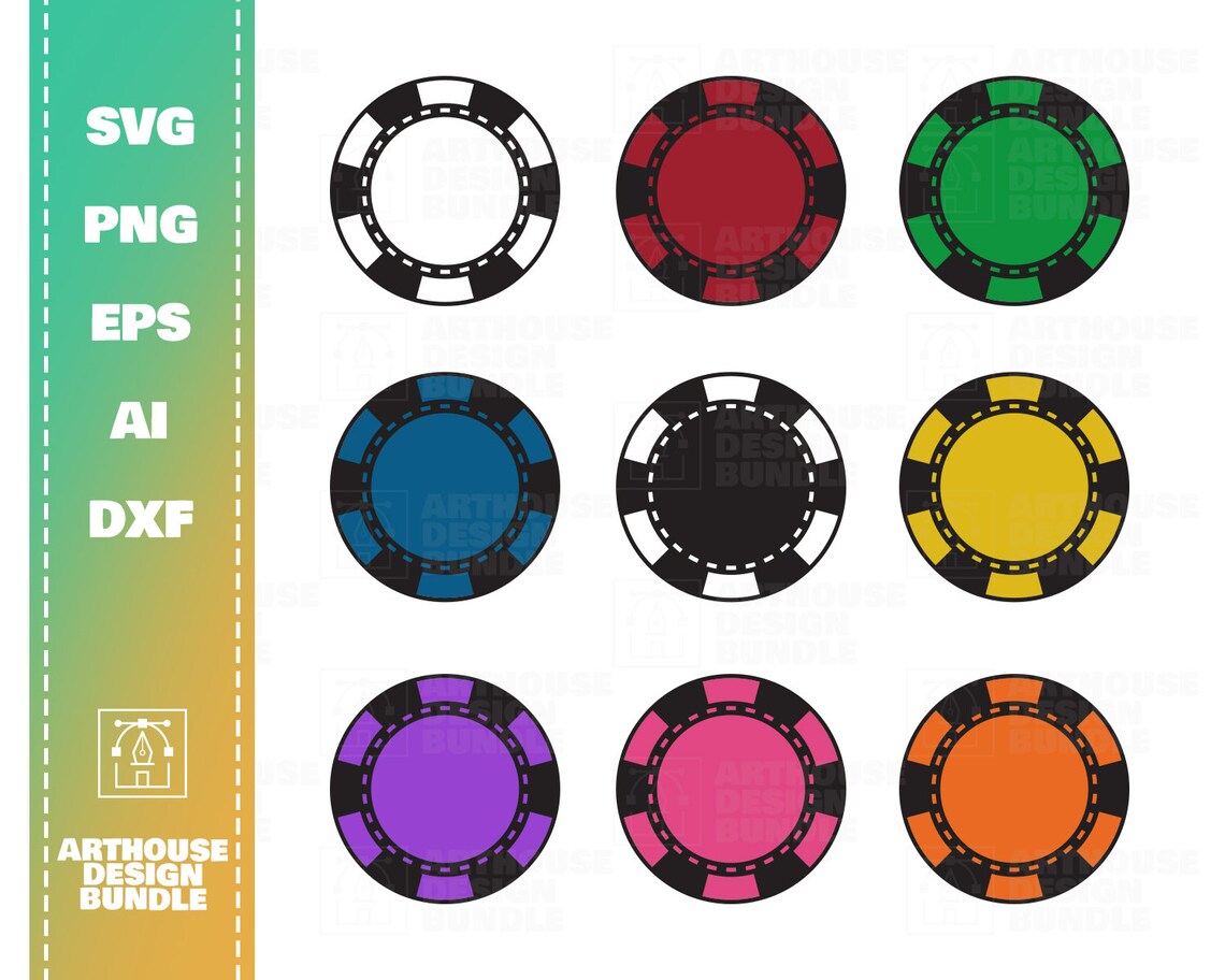 Poker Chip SVG Bundle, Poker Chip Svg, Colored Poker Chip, Poker Chip ...