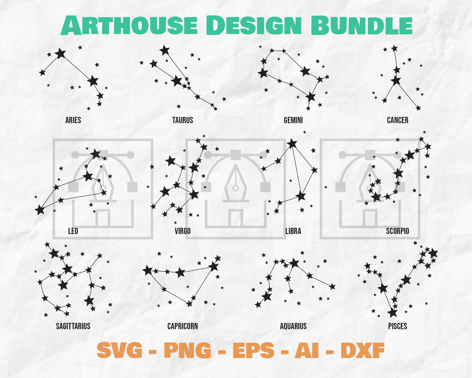 Zodiac Stars Bundle Zodiac Sign Svg Zodiac Constellation - Etsy