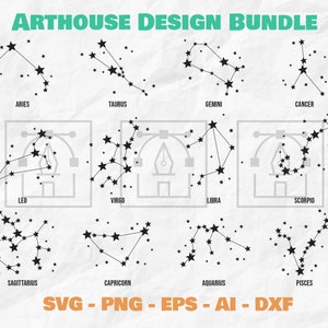 Zodiac Stars Bundle, Zodiac Sign Svg, Zodiac Constellation ...