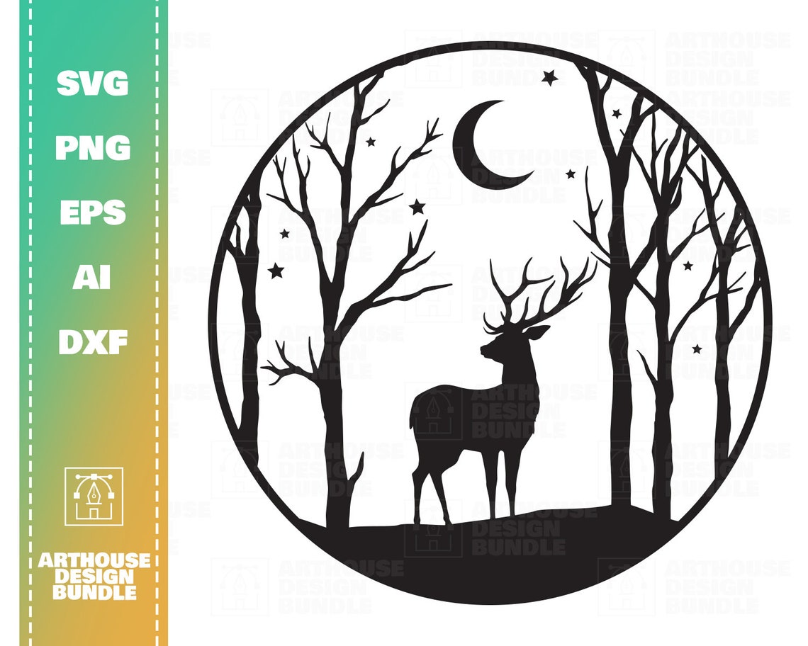 Deer Forest SVG Deer Silhouette Svg Adventure Svg Forest - Etsy