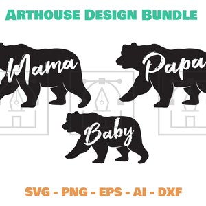 Bear Family Clipart, Bear Svg, Mama Bear Svg, Mama Bear Clipart, Bear ...