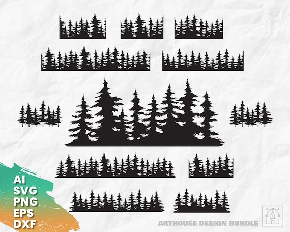 Forest Line SVG Treeline Svg Tree Svg Tree Clipart Svg - Etsy