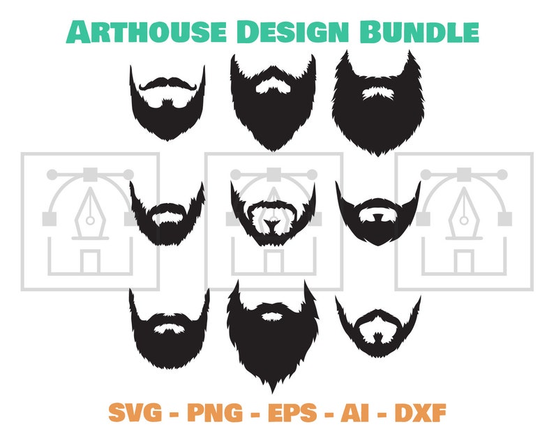 Beard SVG Bundle, Beard Clipart Svg, Beard Cricut, Mustache Svg, Barber ...