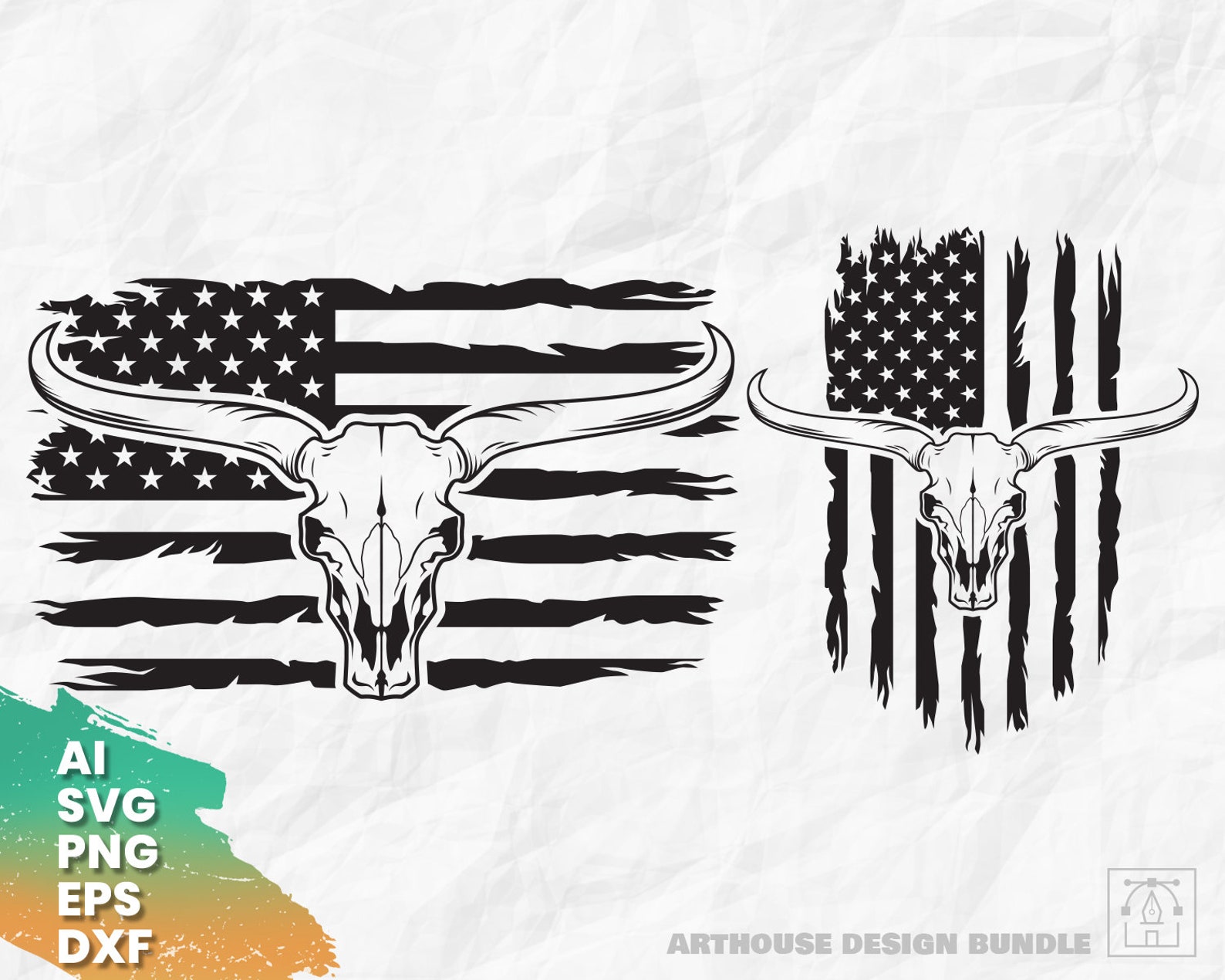 Bull Skull USA Flag, Bull Skull Svg, Cow Skull USA Flag, Rodeo Svg ...