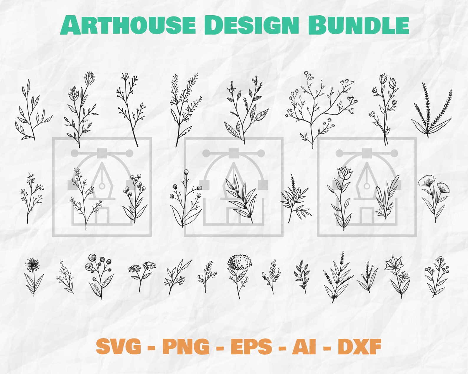 Wildflower Clipart, Wildflower Bundle, Boho Flower Bundle, Floral ...