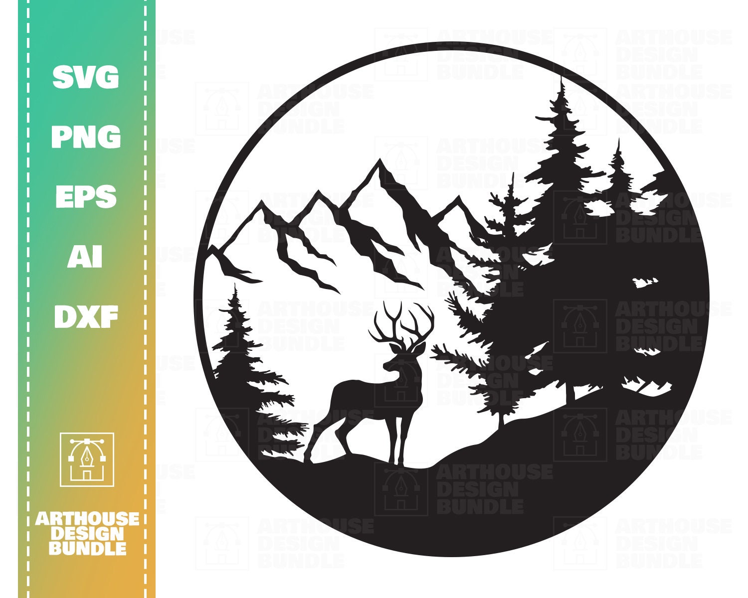 Forest Deer Svg Deer Silhouette Svg Forest Svg Forest Etsy