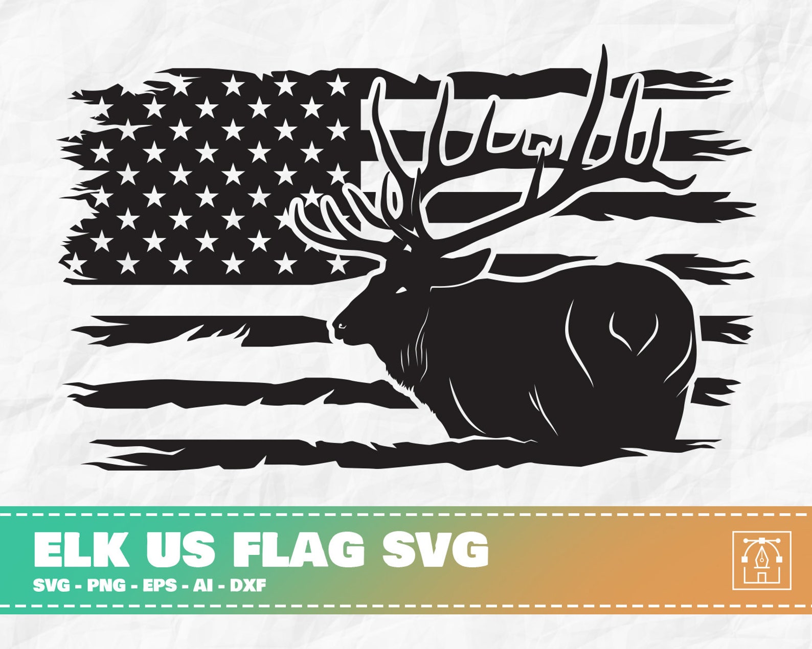 Elk US Flag SVG, Elk Clipart Svg, Elk Silhouette, Elk Cricut Svg ...