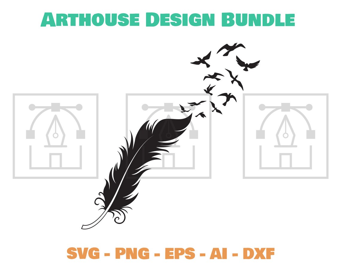 Feather and Birds SVG Feather Clipart Feather Cricut | Etsy