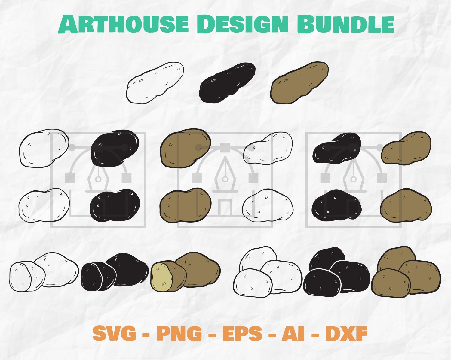 Potato Bundle SVG, Potato Clipart, Potato Svg, Potato Cricut, Potato ...