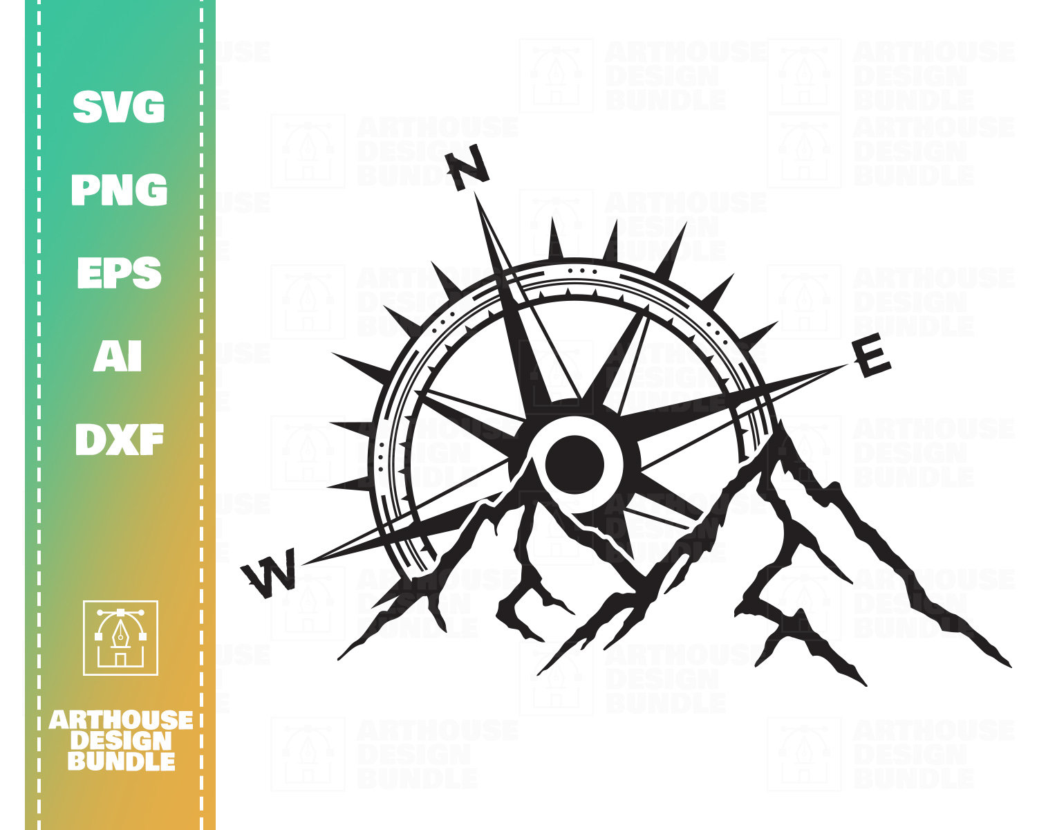 Mountain Compass SVG Mountain Svg Outdoor Svg Compass Svg - Etsy