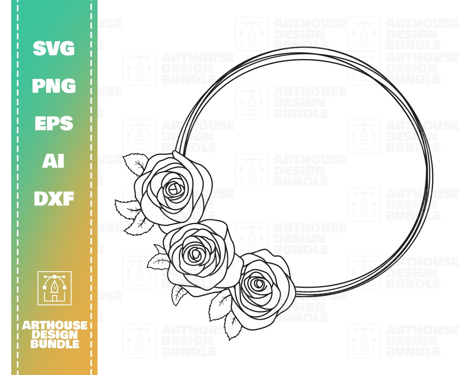 Rose Wreath Monogram Rose Monogram Svg Monogram Frame | Etsy