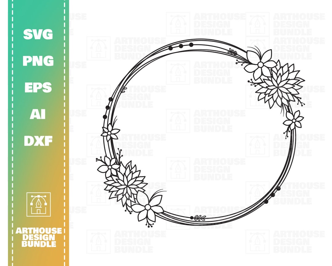 Flower Wreath Monogram, Flower Wreath Svg, Floral Monogram Svg ...