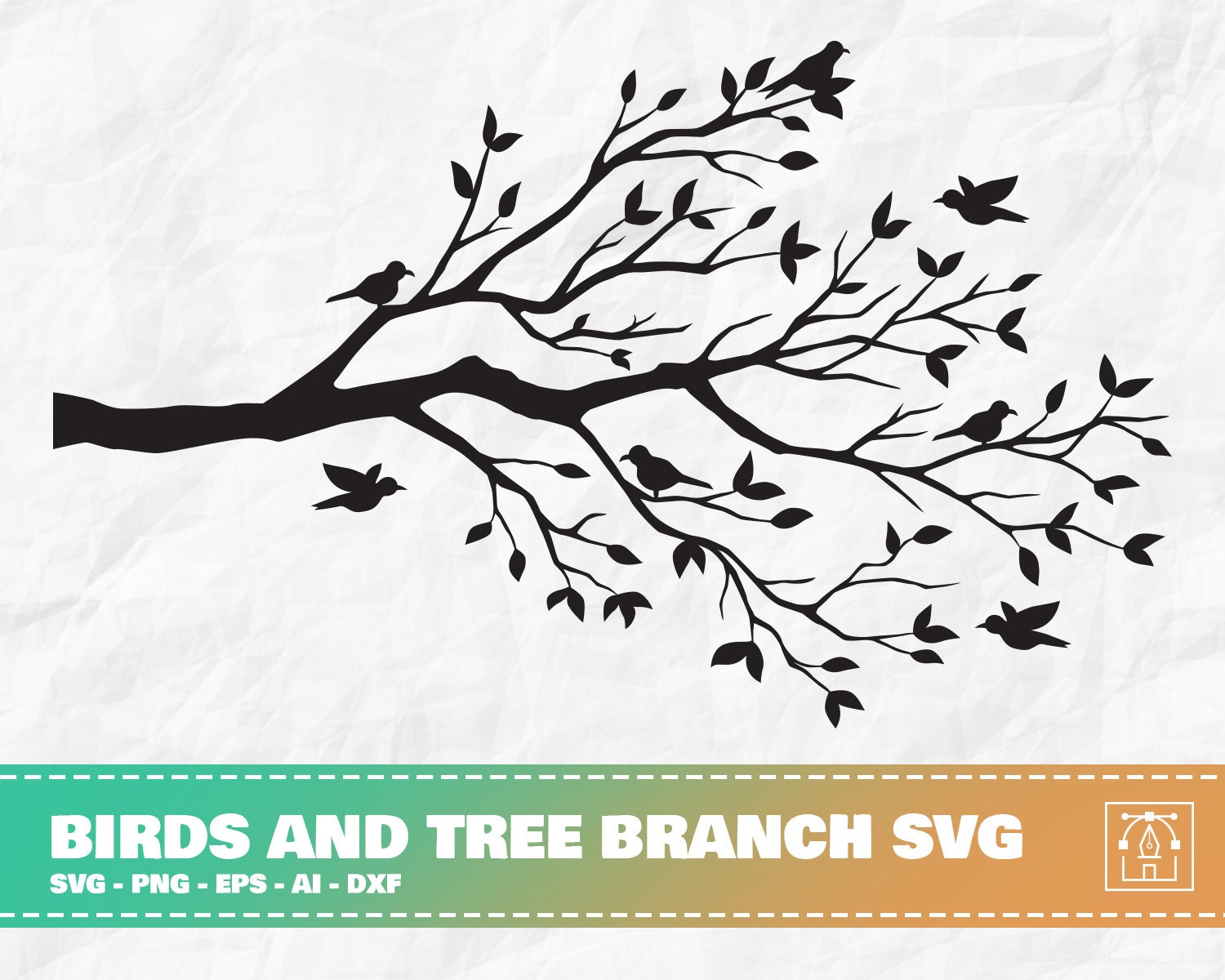 Birds and Tree Branch SVG Birds Svg Tree Branch Svg Wall - Etsy