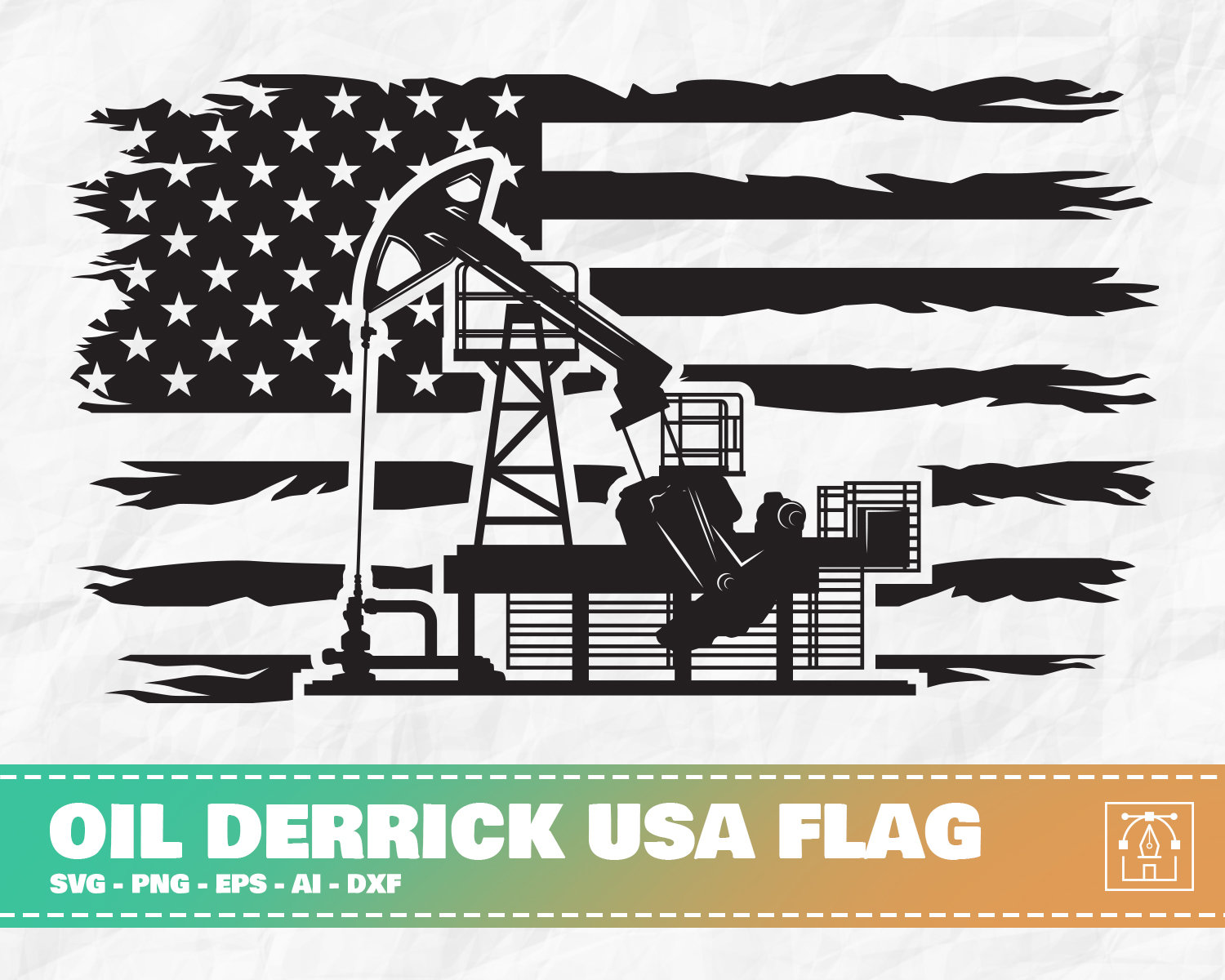 Oil Derrick USA Flag Oil Pump svg Offshore Platform | Etsy