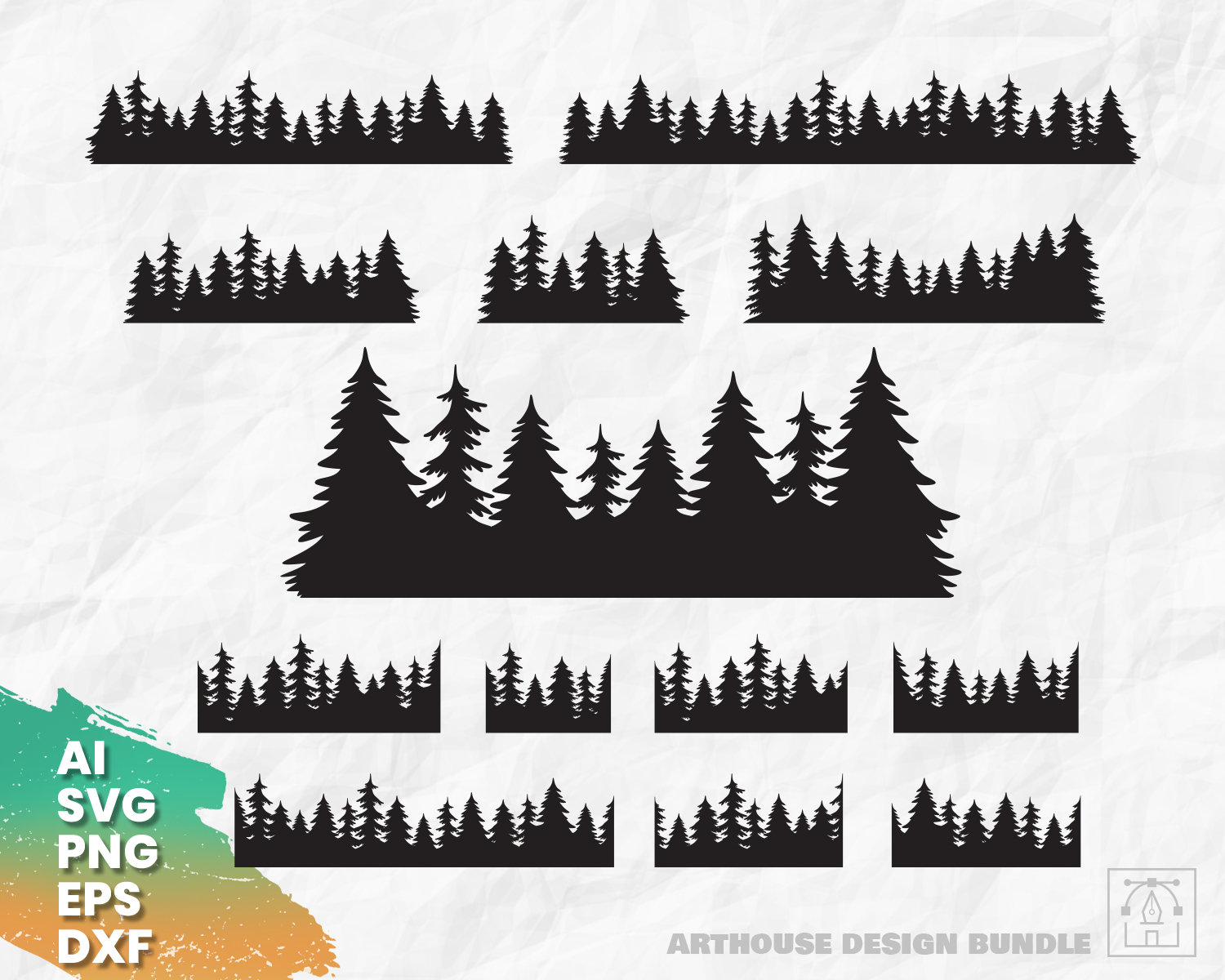 Forest SVG Treeline svg Tree svg Tree Clipart svg Forest - Etsy México