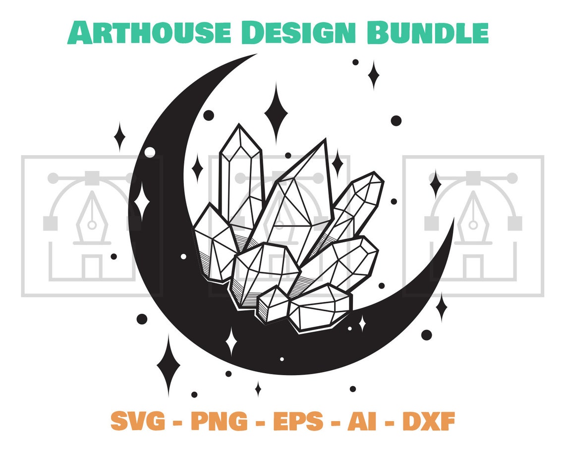 Moon Crystal SVG, Moon Svg, Crystal Svg, Occult Design Svg, Crystal ...