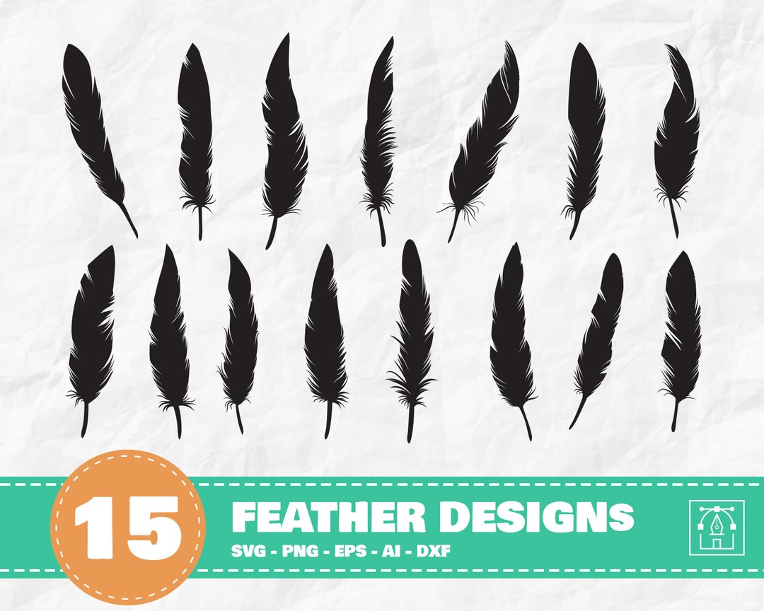 Feather Design Bundle 15, Feather Svg, Feather Clipart, Feather Vector ...
