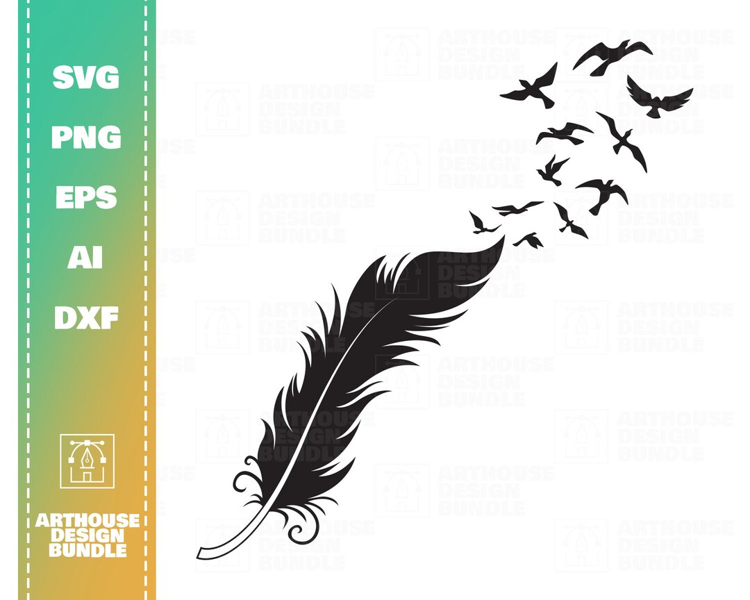 Feather and Birds SVG, Feather Clipart, Feather Cricut, Feather Cutfile ...