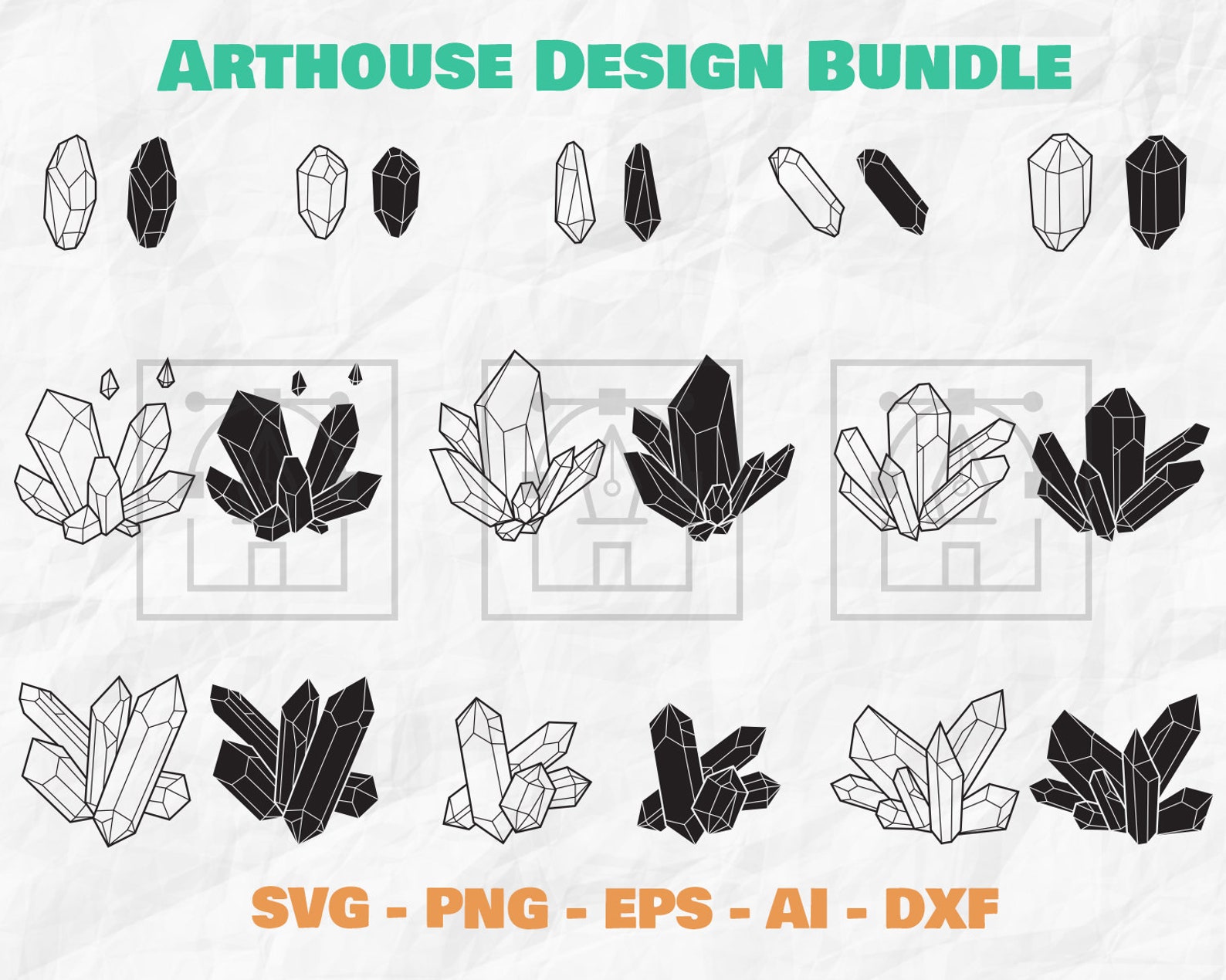 Crystal Clipart Bundle 2, Crystal SVG Bundle, Crystal Silhouette ...