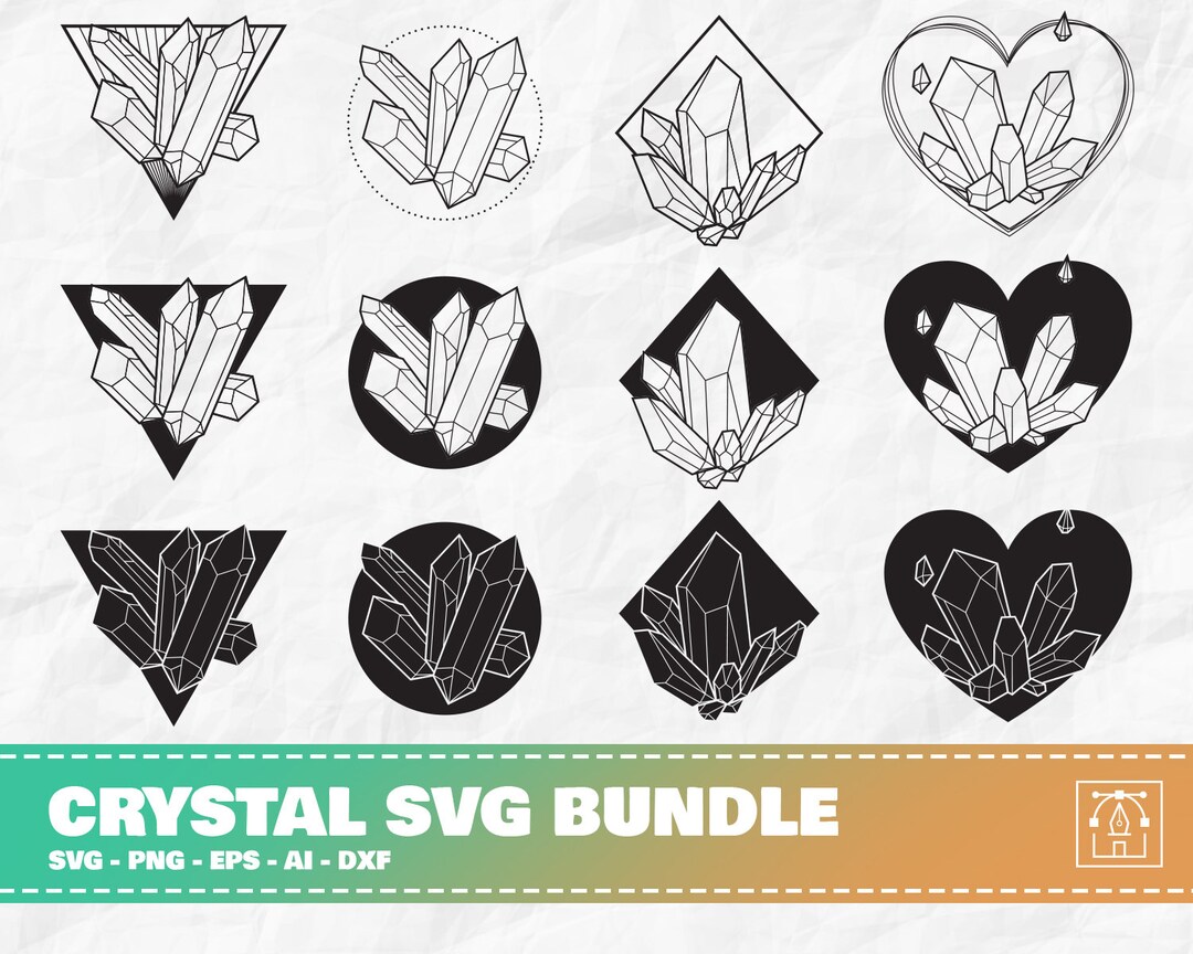 Crystal SVG Bundle 2, Crystal Clipart Svg, Crystal Bundle, Birthstone ...