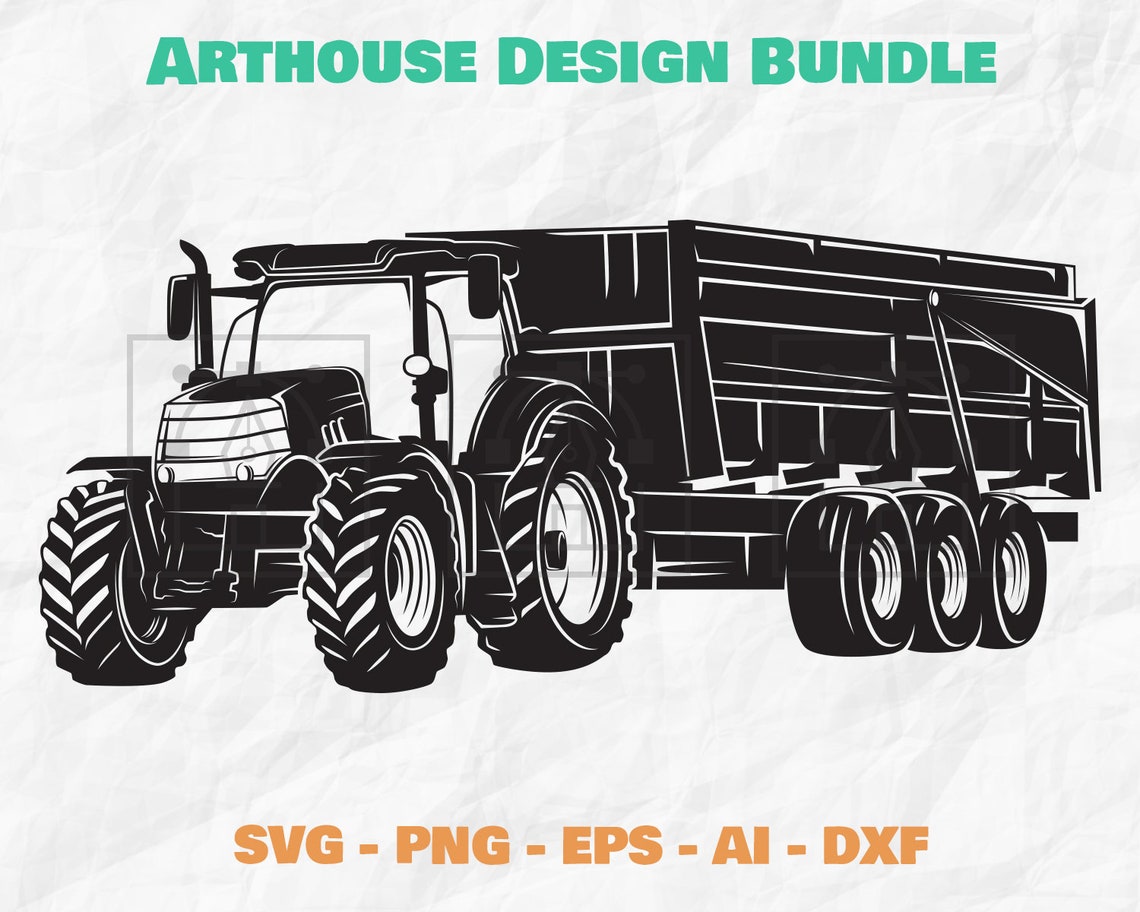 Tractor and Trailer SVG Tractor Clipart Tractor Svg Farmer - Etsy