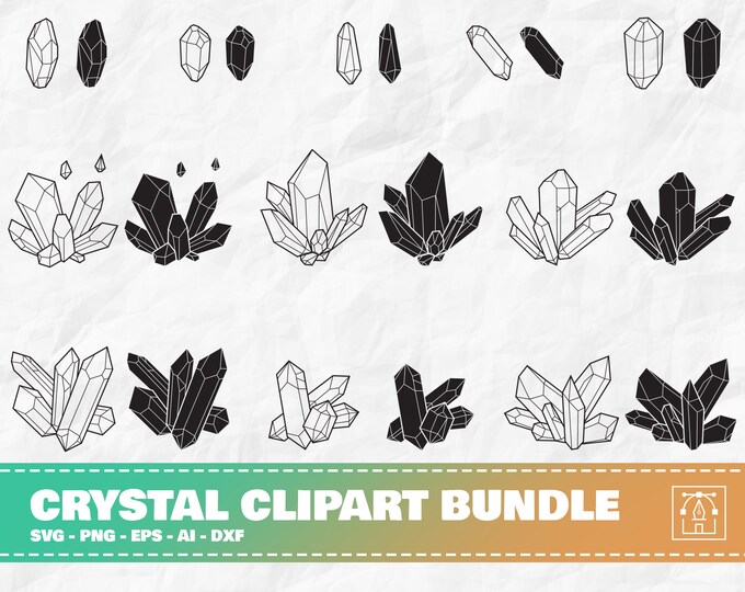 Crystal Cluster Svg, Gem SVG, Crystal Logo Clipart, Gemstone, Minerals ...