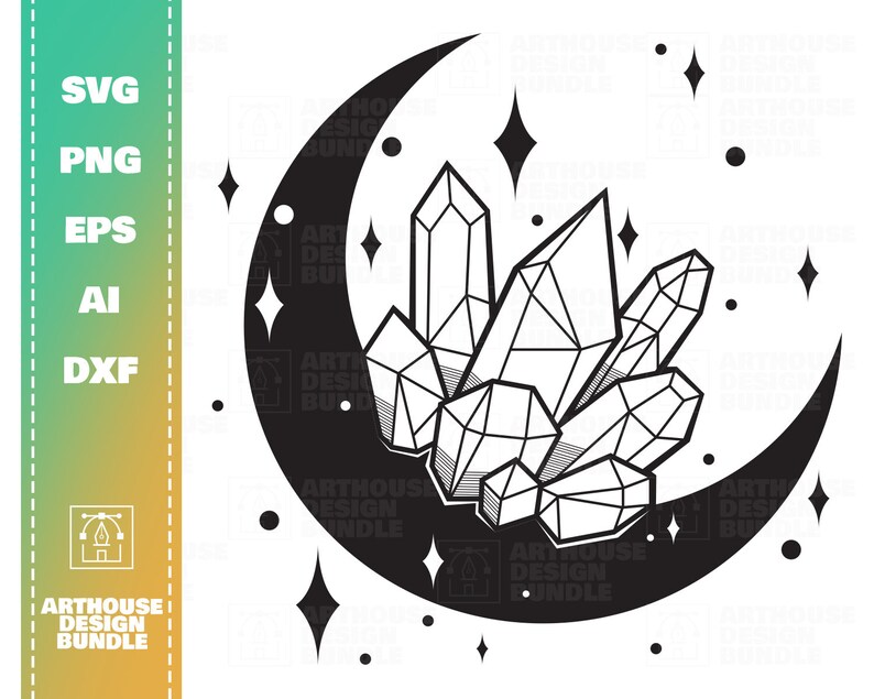 Moon Crystal SVG Moon Svg Crystal Svg Crystal Clipart | Etsy UK