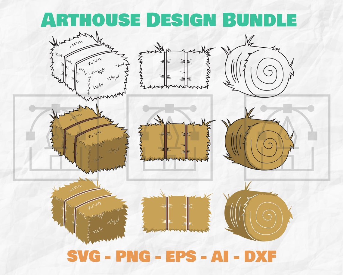 Hay Bales SVG Bundle, Hay Bales Clipart, Hay Bale Silhouette, Square ...