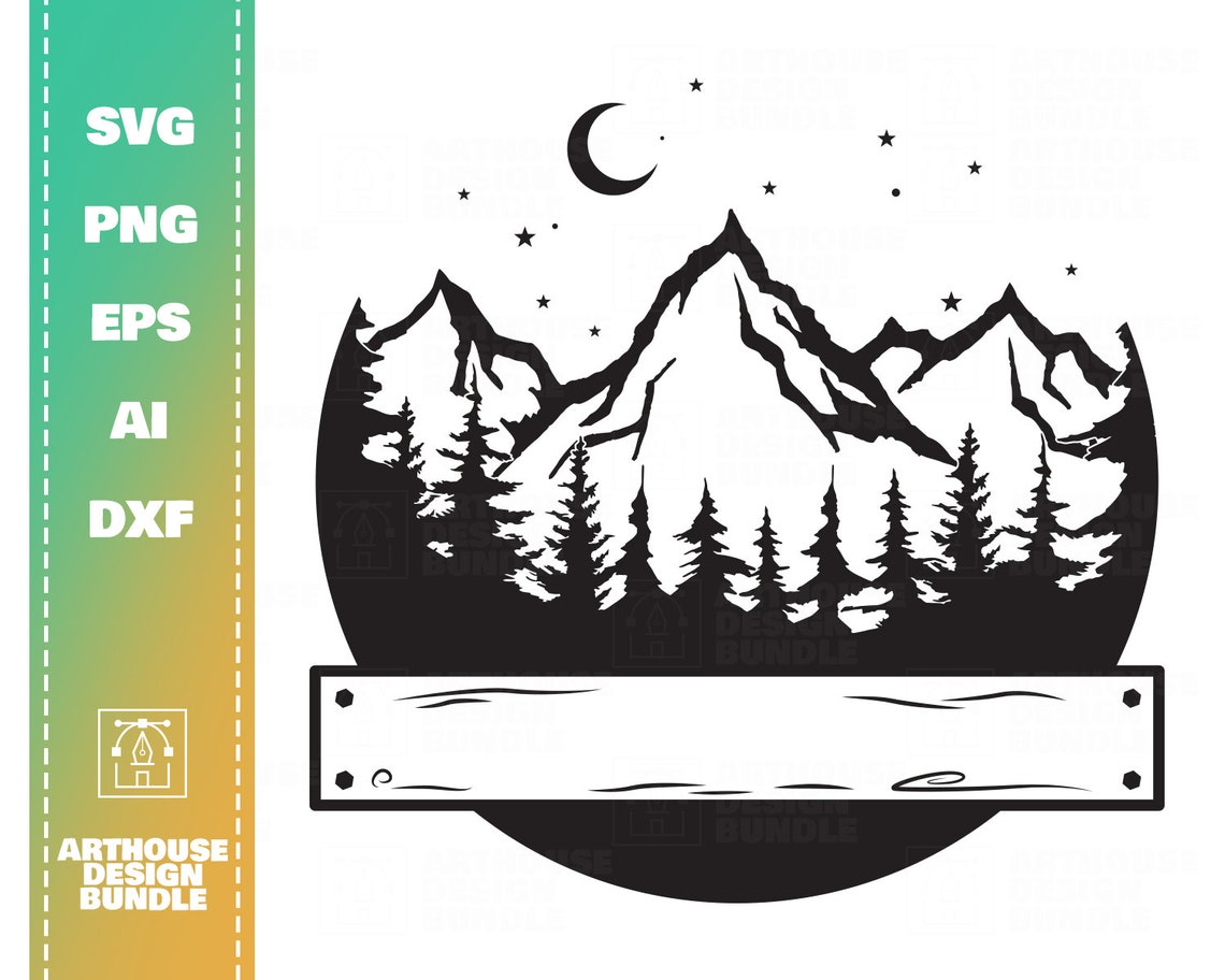 Mountain Forest Monogram Mountain Svg Mountain Clipart | Etsy