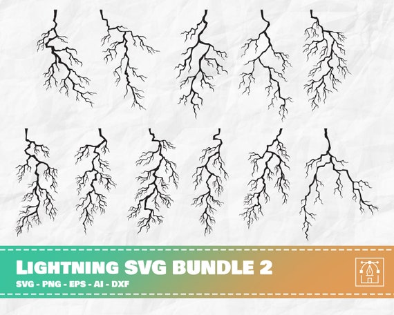 Lightning SVG Bundle 2 Lightning Clipart Lighting PNG | Etsy