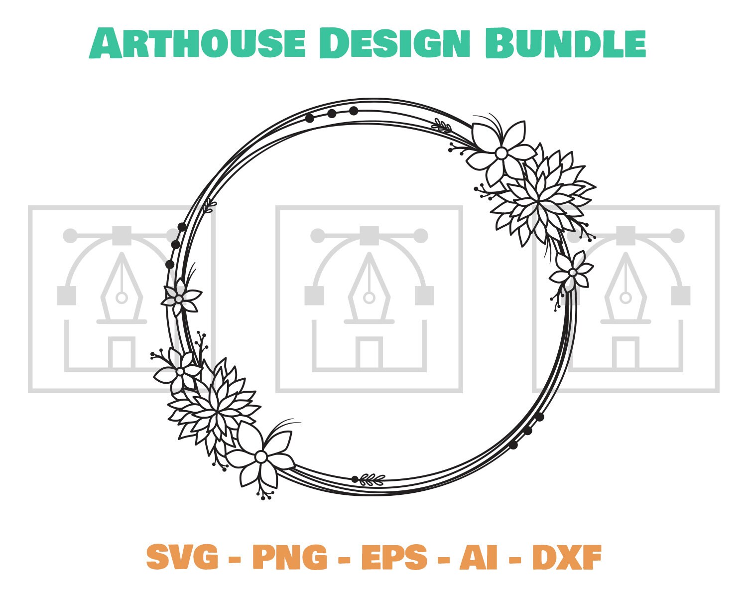 Flower Wreath Monogram Flower Wreath svg Floral Monogram | Etsy