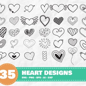 Heart Design Bundle, Valentines Day Svg, Love Svg, Romance Svg, Heart ...