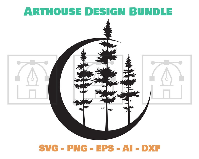 Moon and Trees SVG, Moon Svg, Trees Svg, Forest Svg, Camping Svg ...