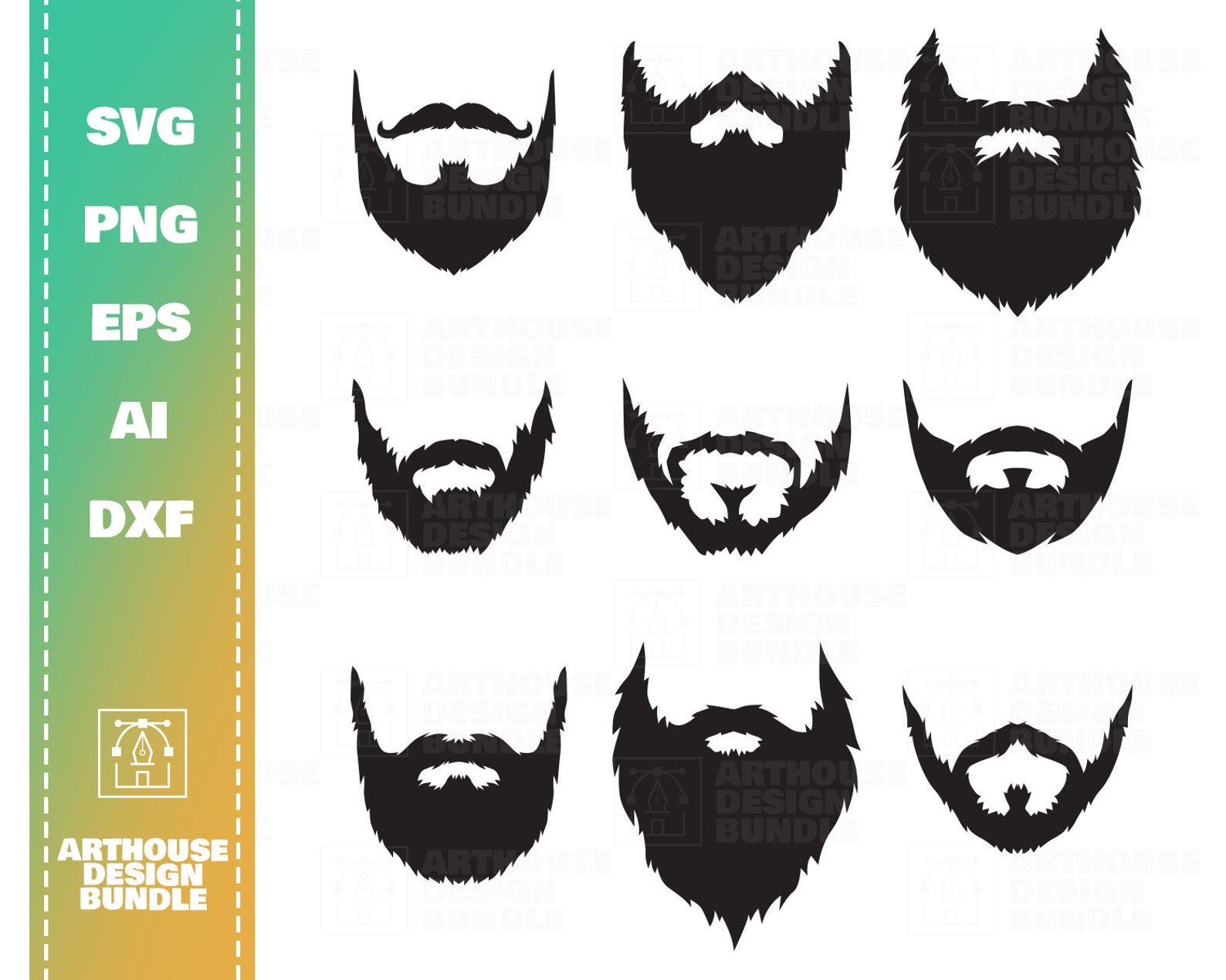 Beard SVG Bundle Beard Clipart Svg Beard Cricut Mustache - Etsy