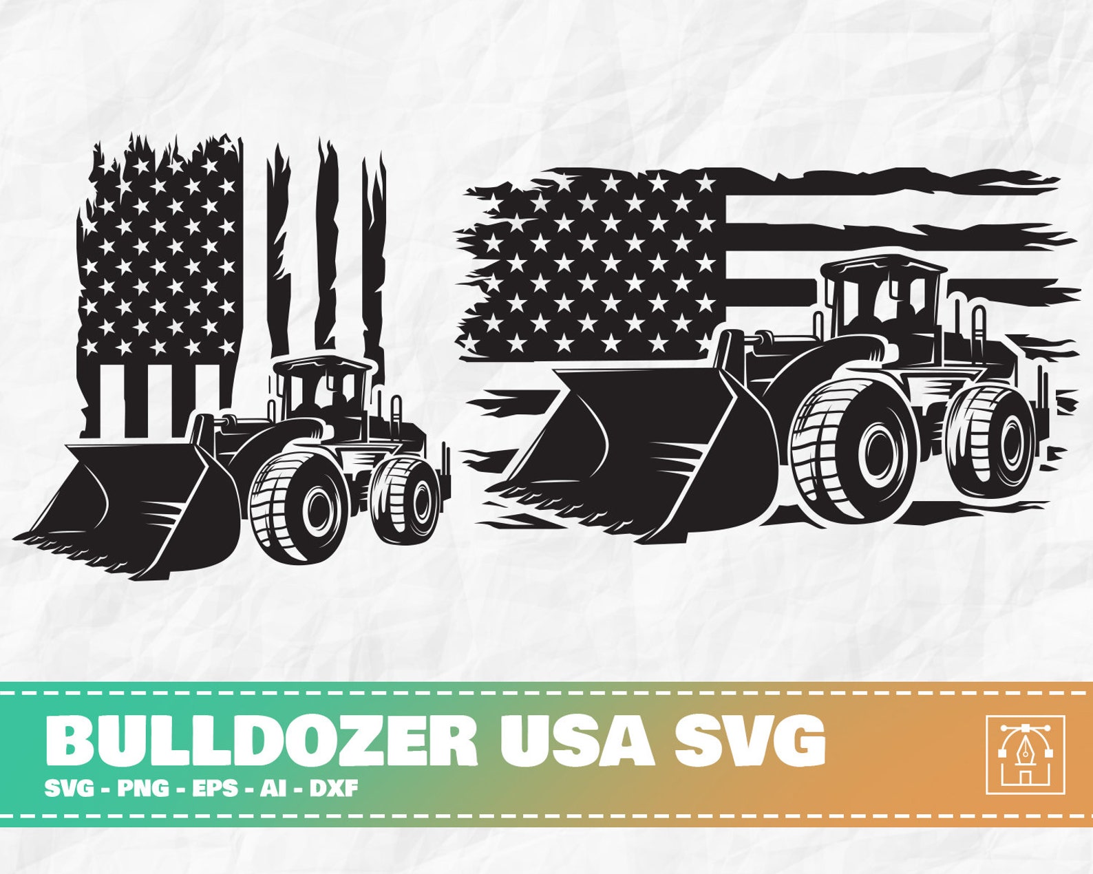 Bulldozer USA Flag, Bulldozer Svg, Construction Truck, Dozer Svg ...