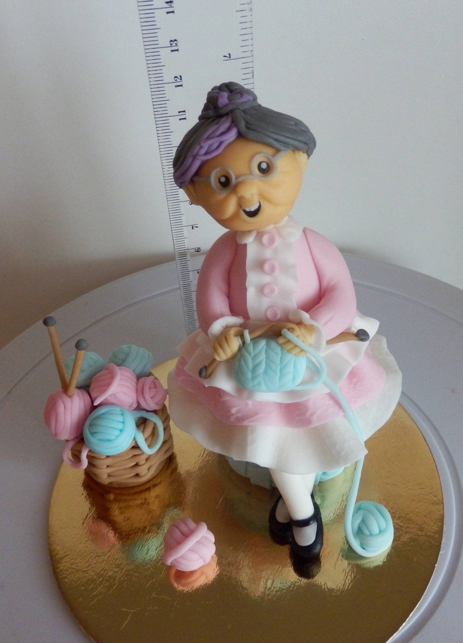 Fondant Cake Topper, Grandmother and a Wool Basket - Etsy Ireland