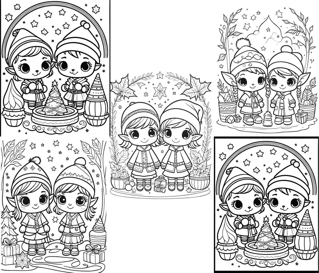 Elfin' Around: Christmas Coloring Pages for Ages 5 - Etsy Australia