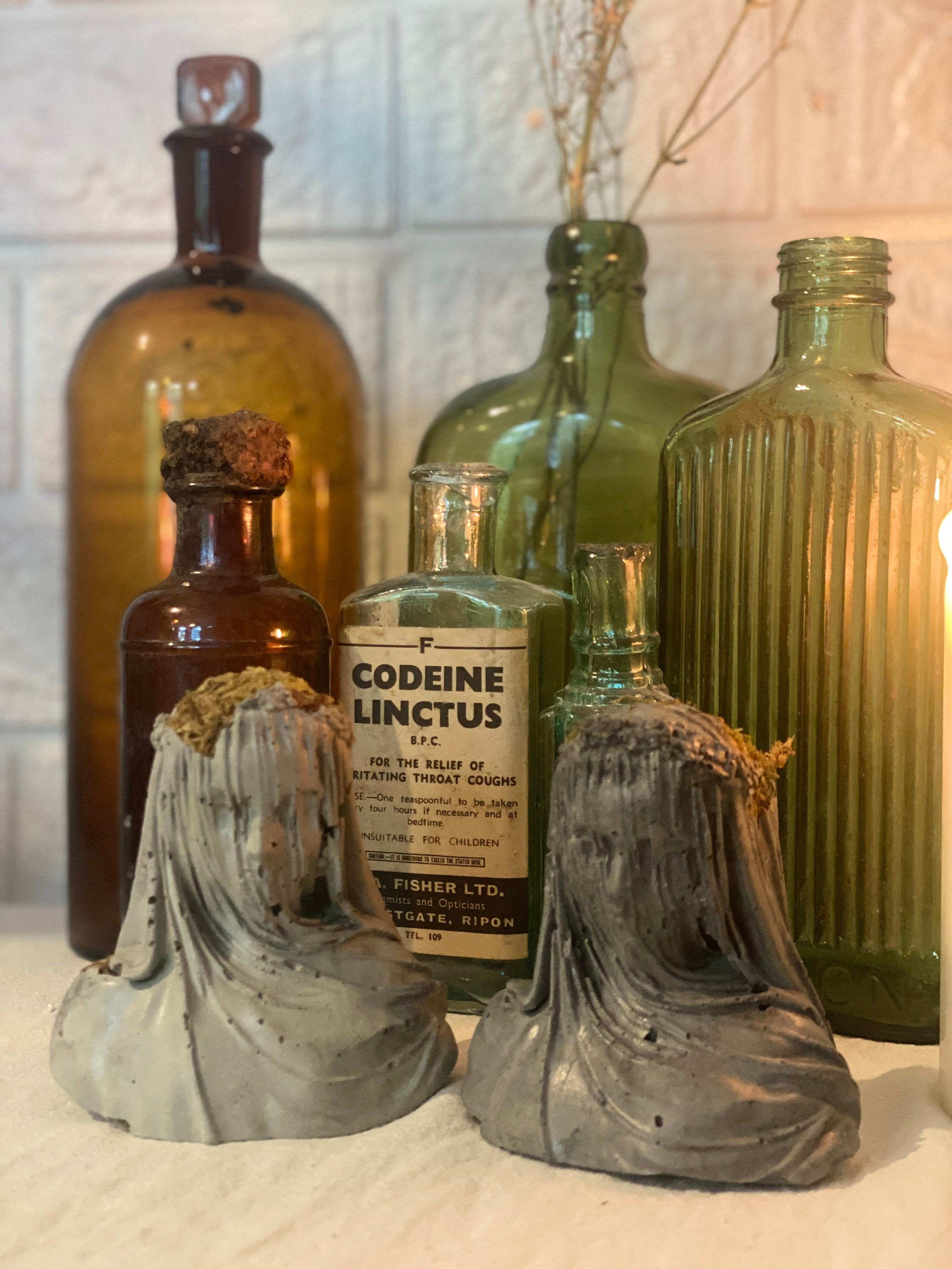 Veiled Lady Statue | Concrete Lady Statue | Unusual Concrete and Moss ...