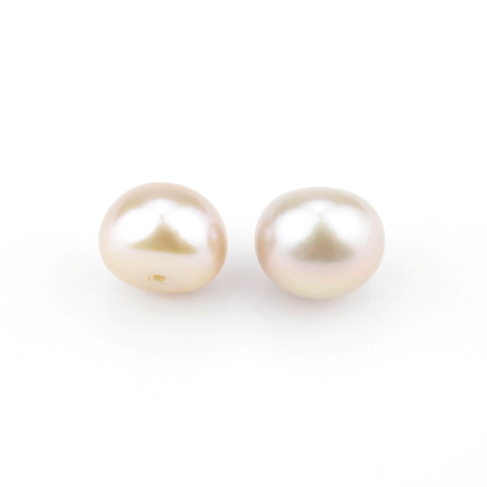 One Pair Genuine Freshwater Pearl Button Shape 7 X 6 Mm Bright - Etsy
