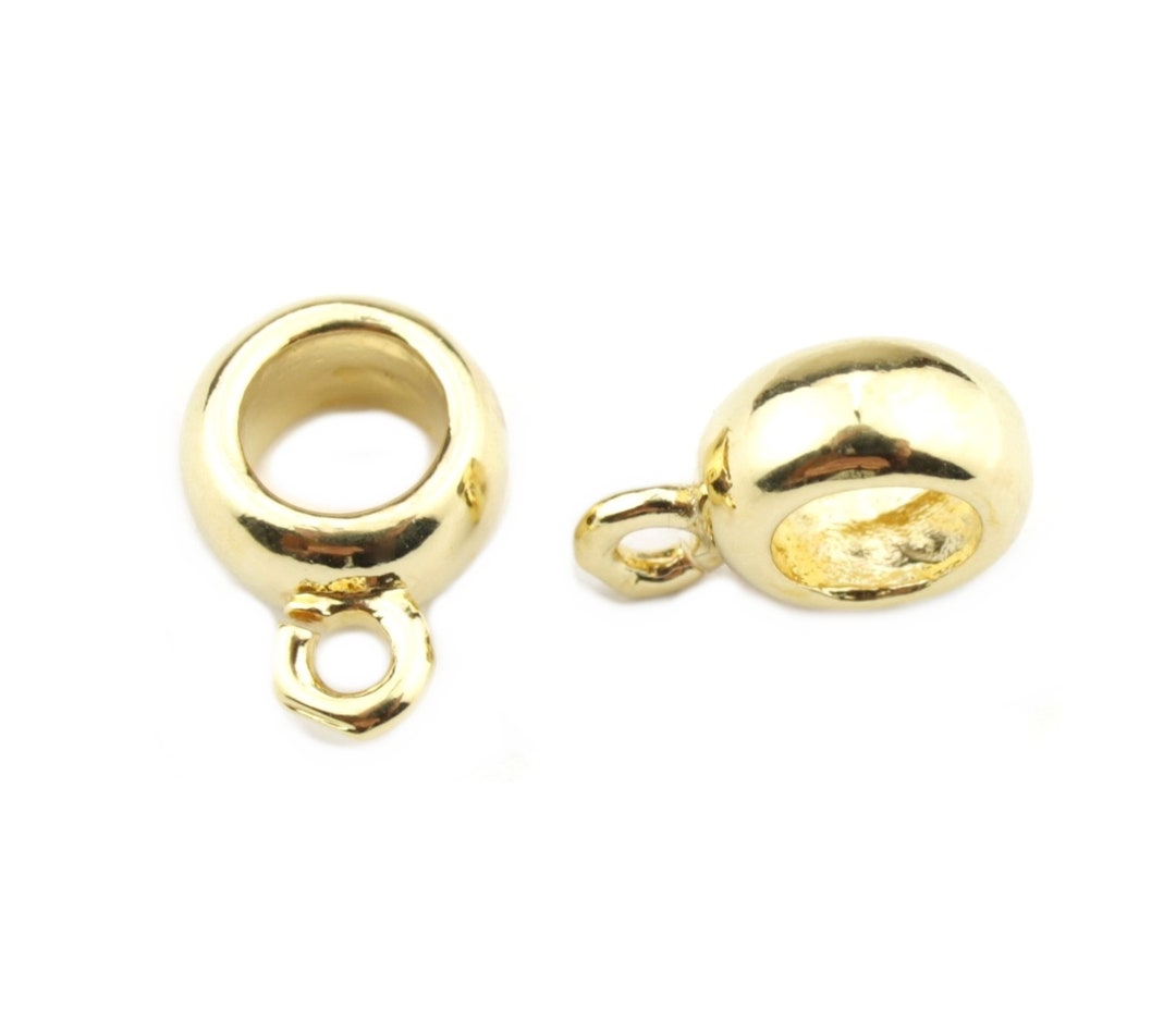 Set of 2 Round Bails 18KGP Gold Plated for Chain or String - Etsy