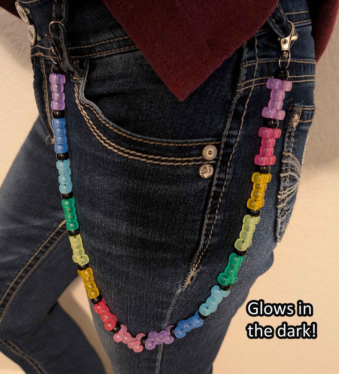 Rainbow Kandi Bone Belt Chain - Glow in the Dark - Etsy