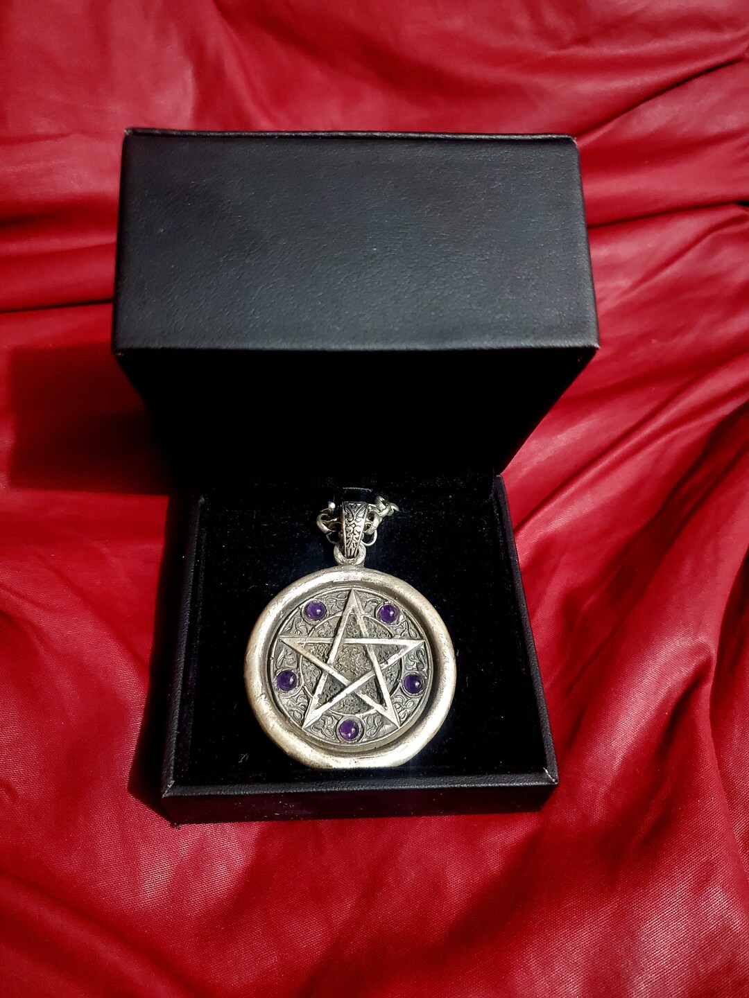 Large Sterling Silver Pentagram With Amethyst - Etsy