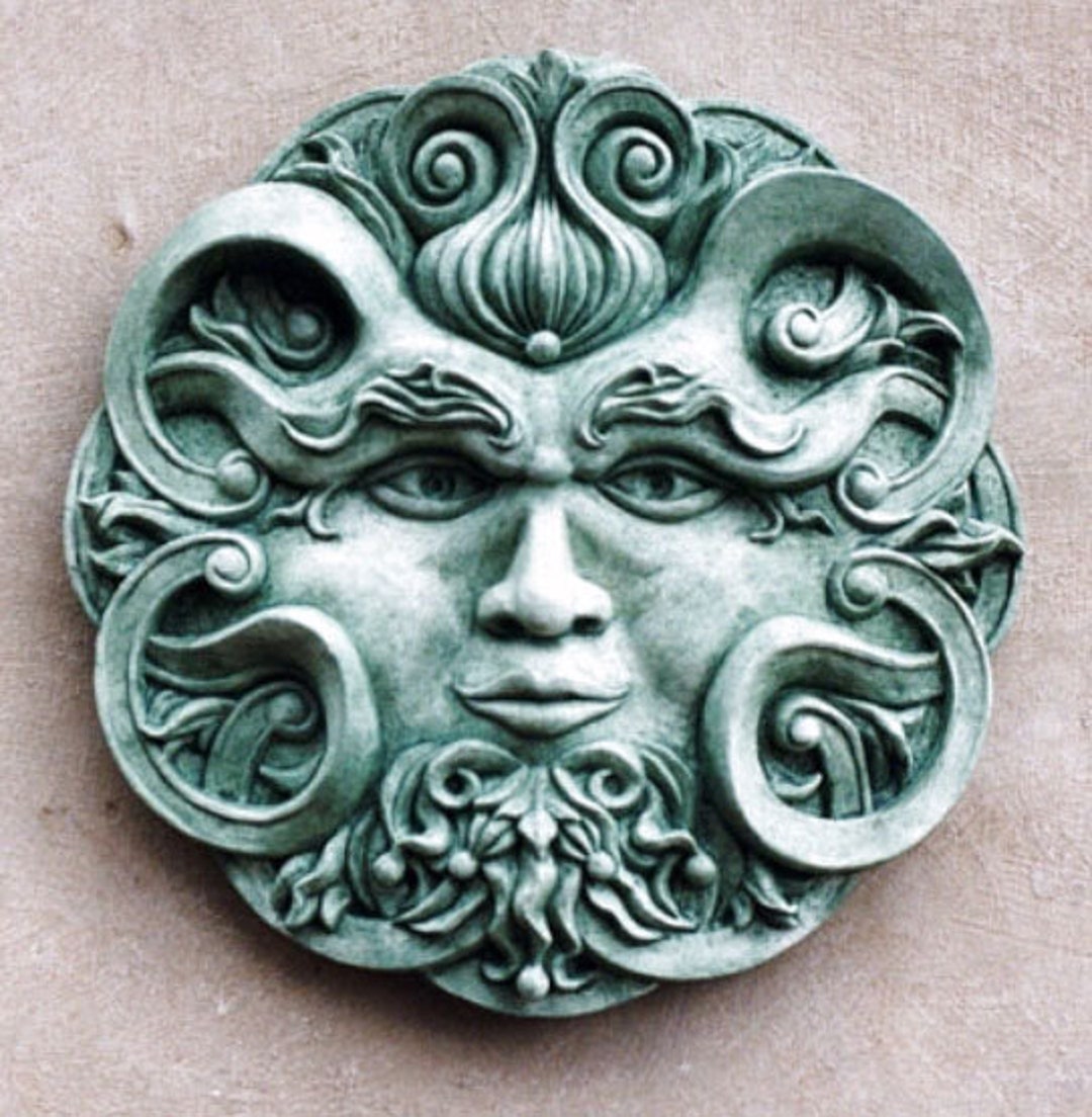 Large Concrete Wall Plaque Spinner Greenman - Etsy