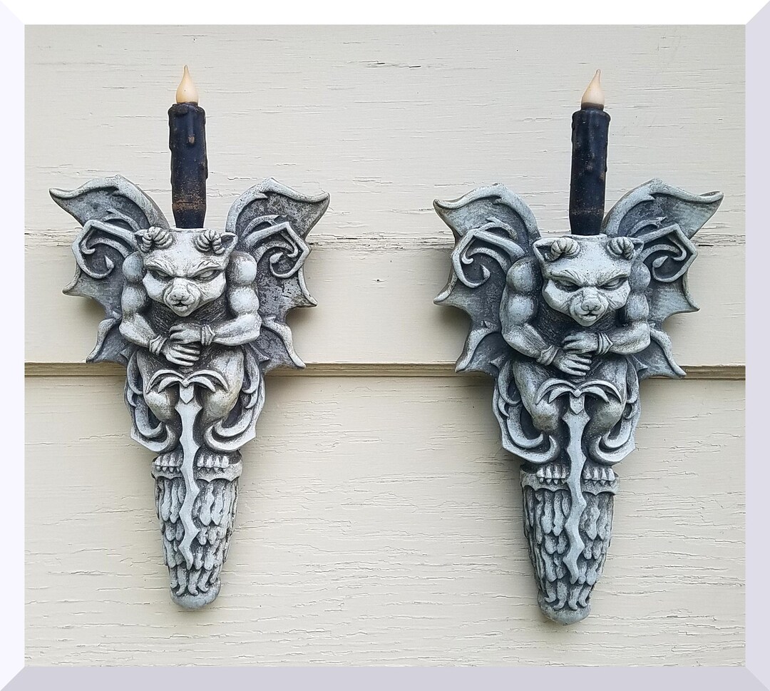 Concrete Gargoyle Wall Sconce - Etsy