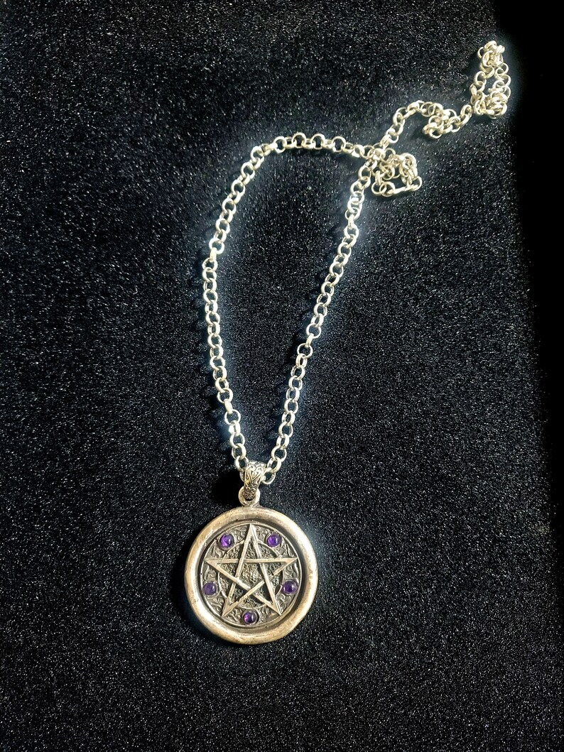 Large Sterling Silver Pentagram With Amethyst - Etsy