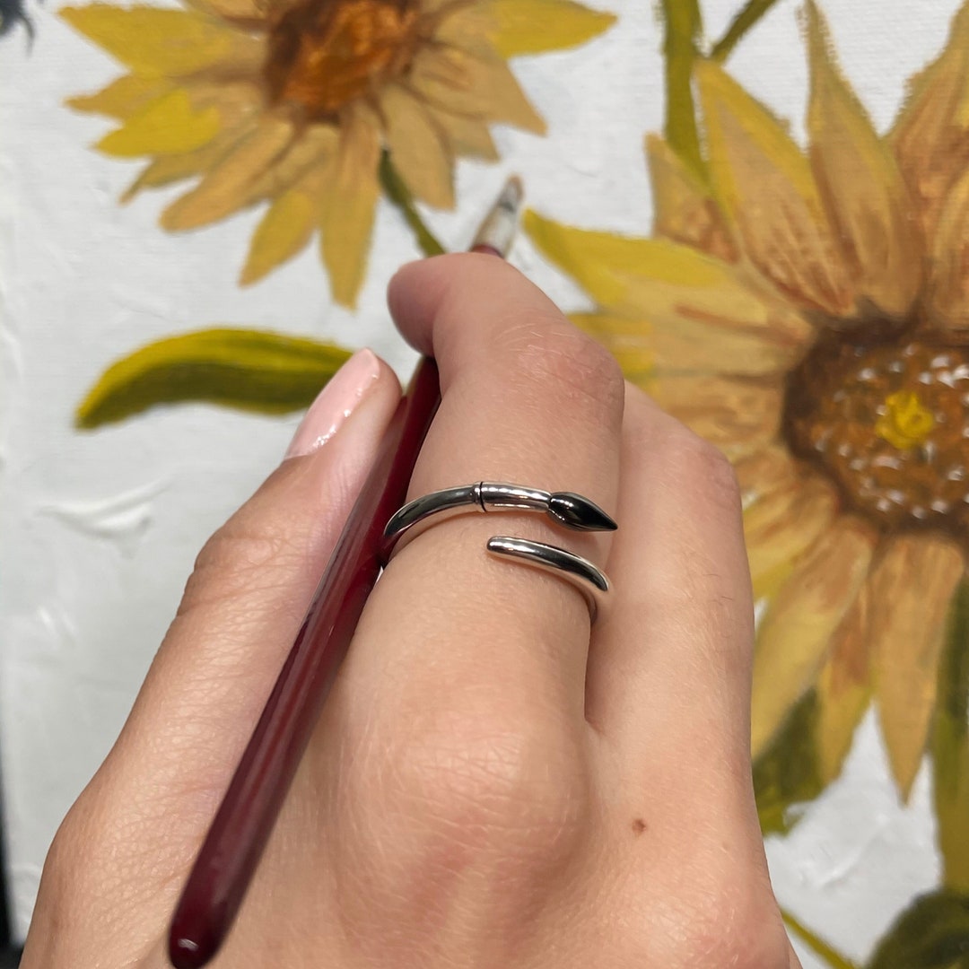 Paint Brush Ring, Wrap Rings for Women, Writer Gifts, Twist Ring ...