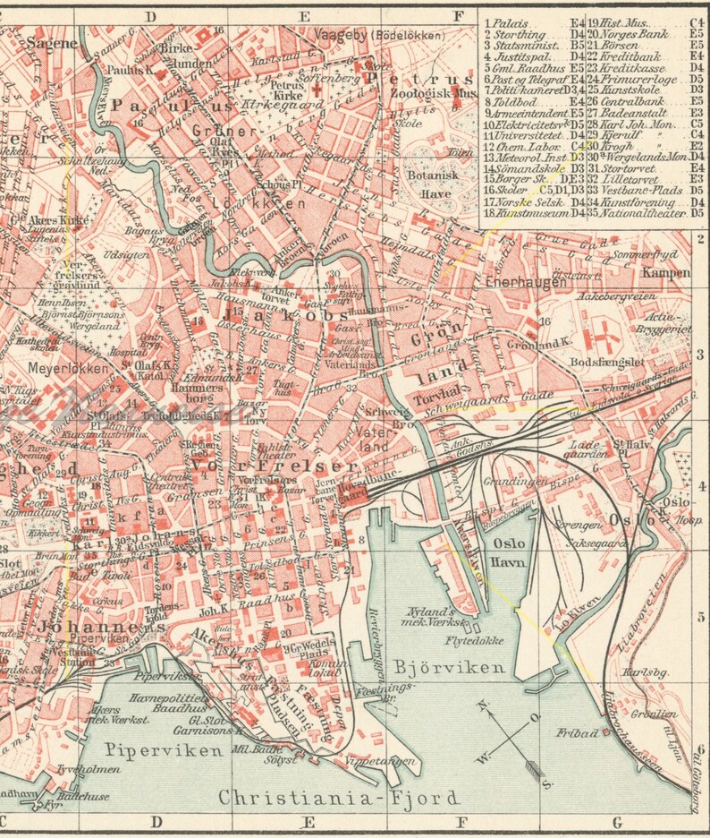 Mapa antiguo de Oslo. Impresión del mapa de Oslo. Mapa de - Etsy España