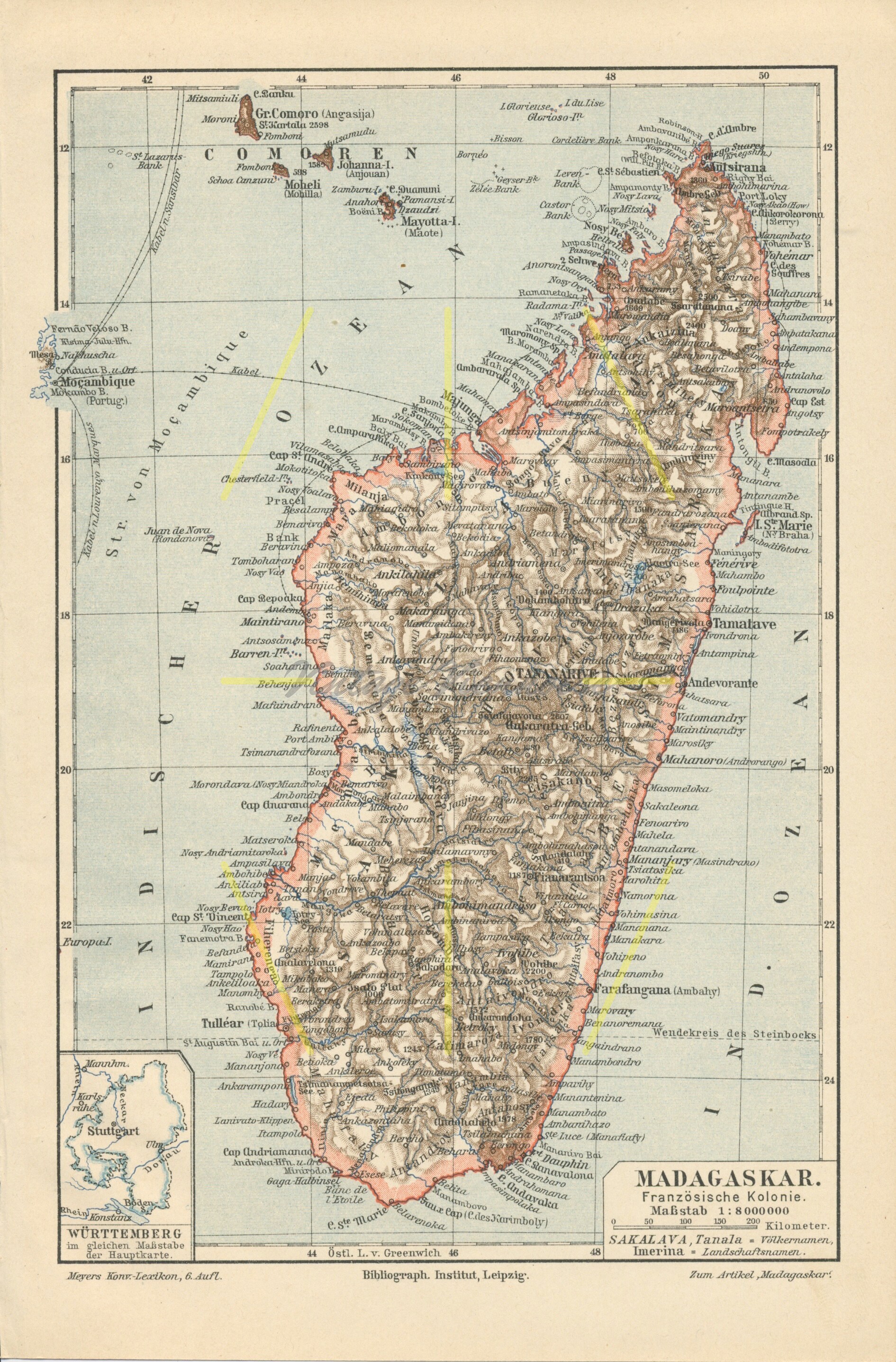 Antique Madagascar Map. Comoros Map. Africa Map. Africa Gift. Indian ...