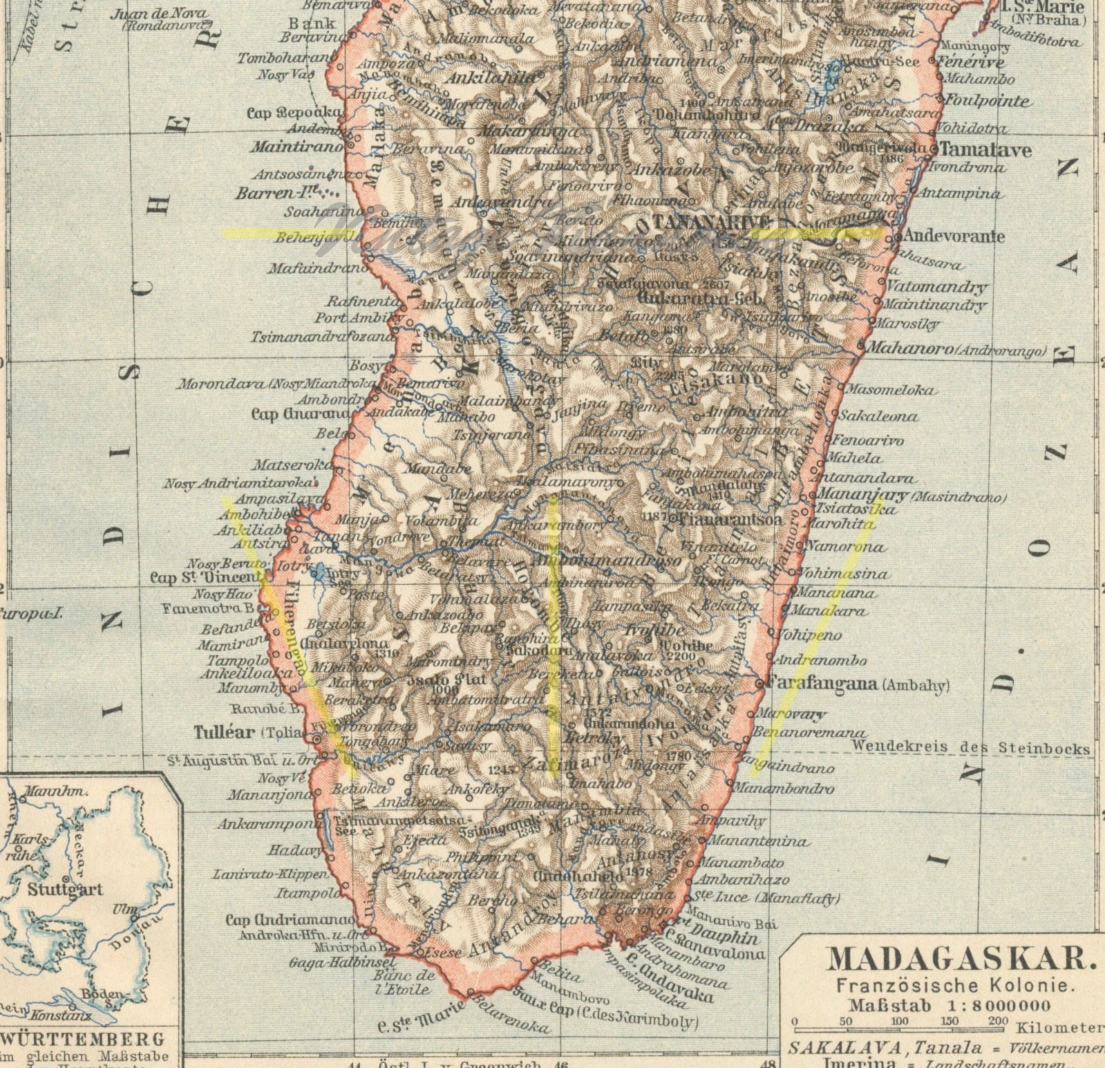 Antique Madagascar Map. Comoros Map. Africa Map. Africa Gift. Indian ...